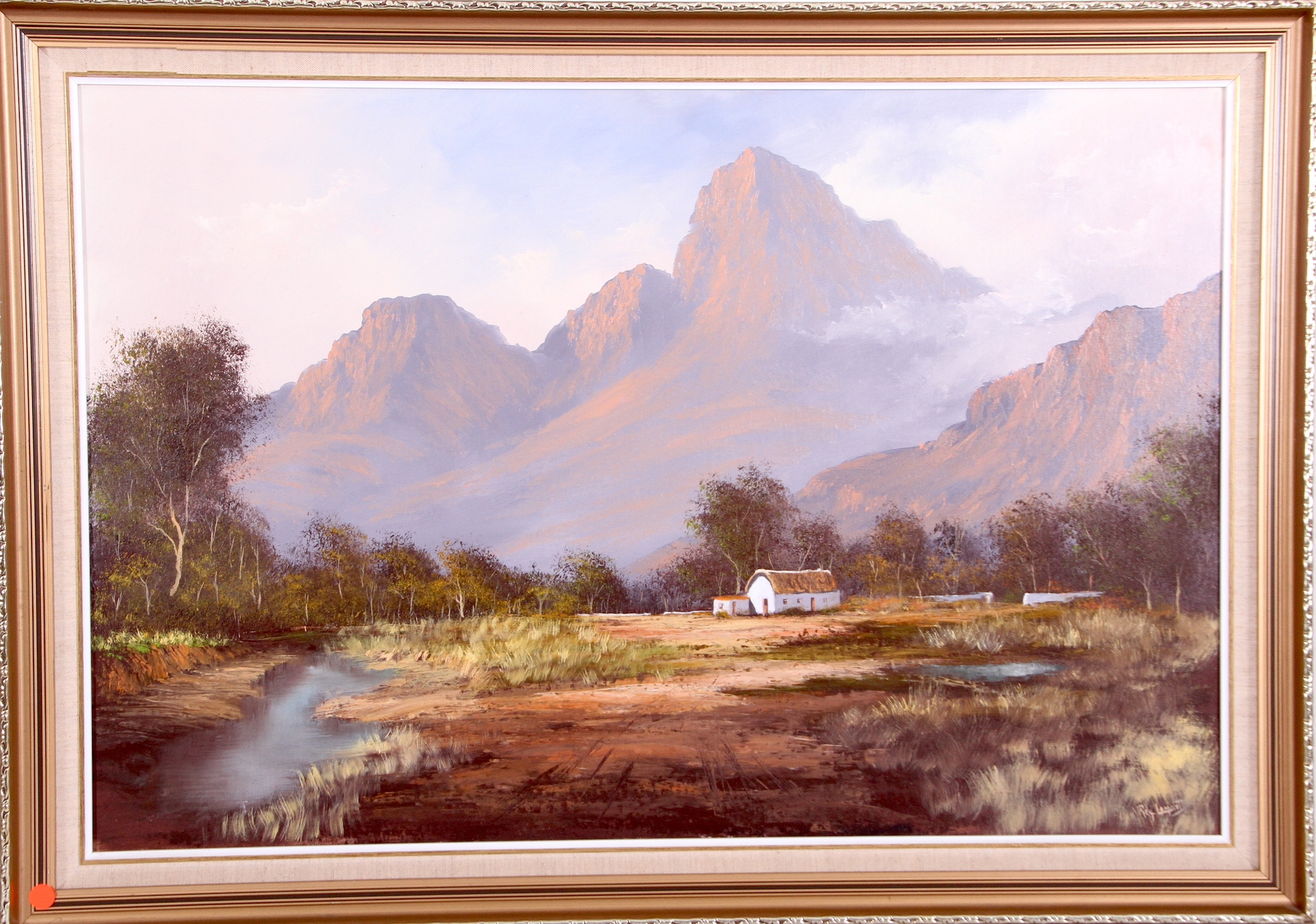 Reg Lamont | FARMHOUSE IN A MOUNTANOUS LANDSCAPE | MutualArt
