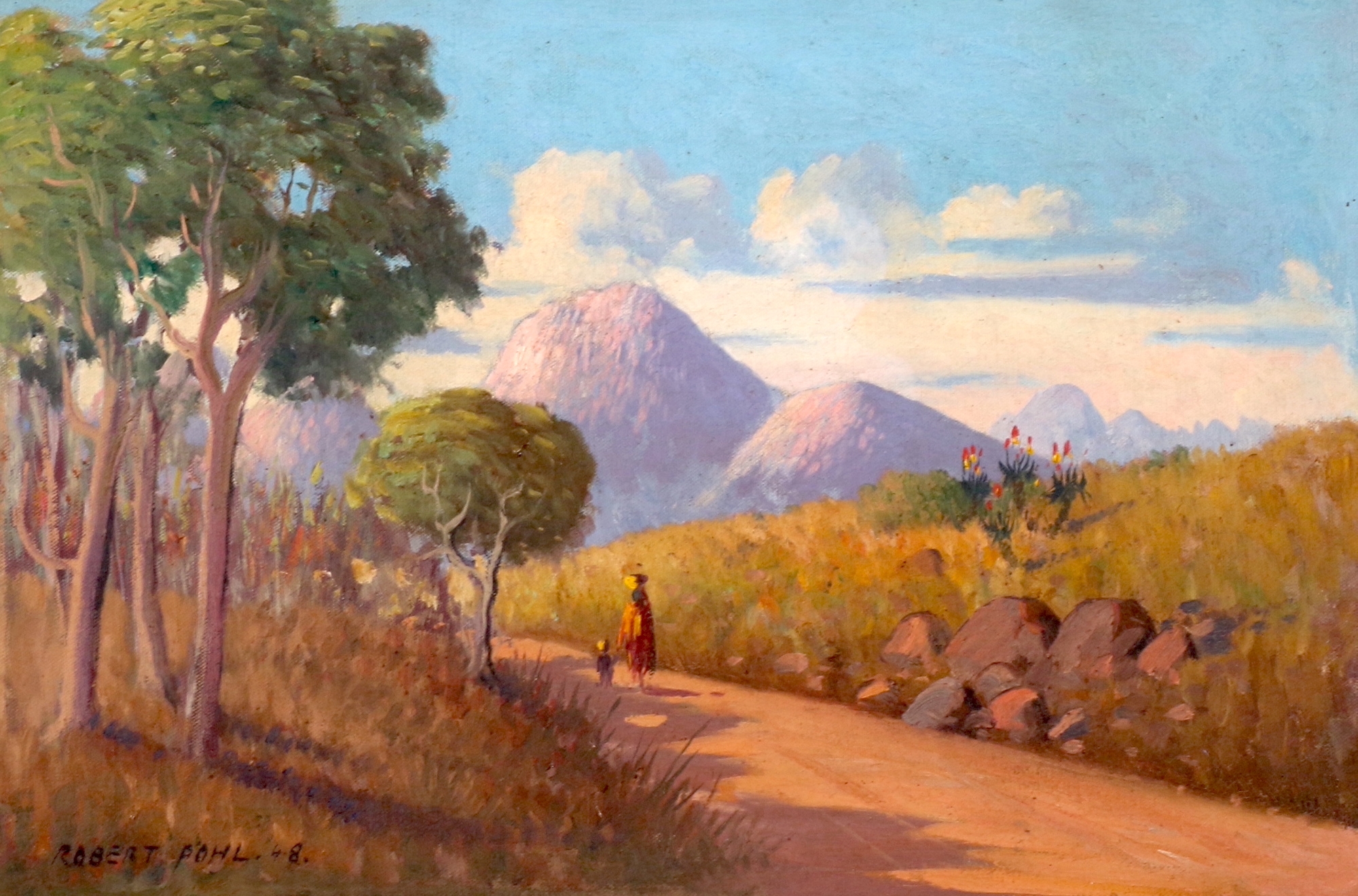 Robert Pohl | MOTHER AND CHILD WALKING ON THE FIRT ROAD | MutualArt