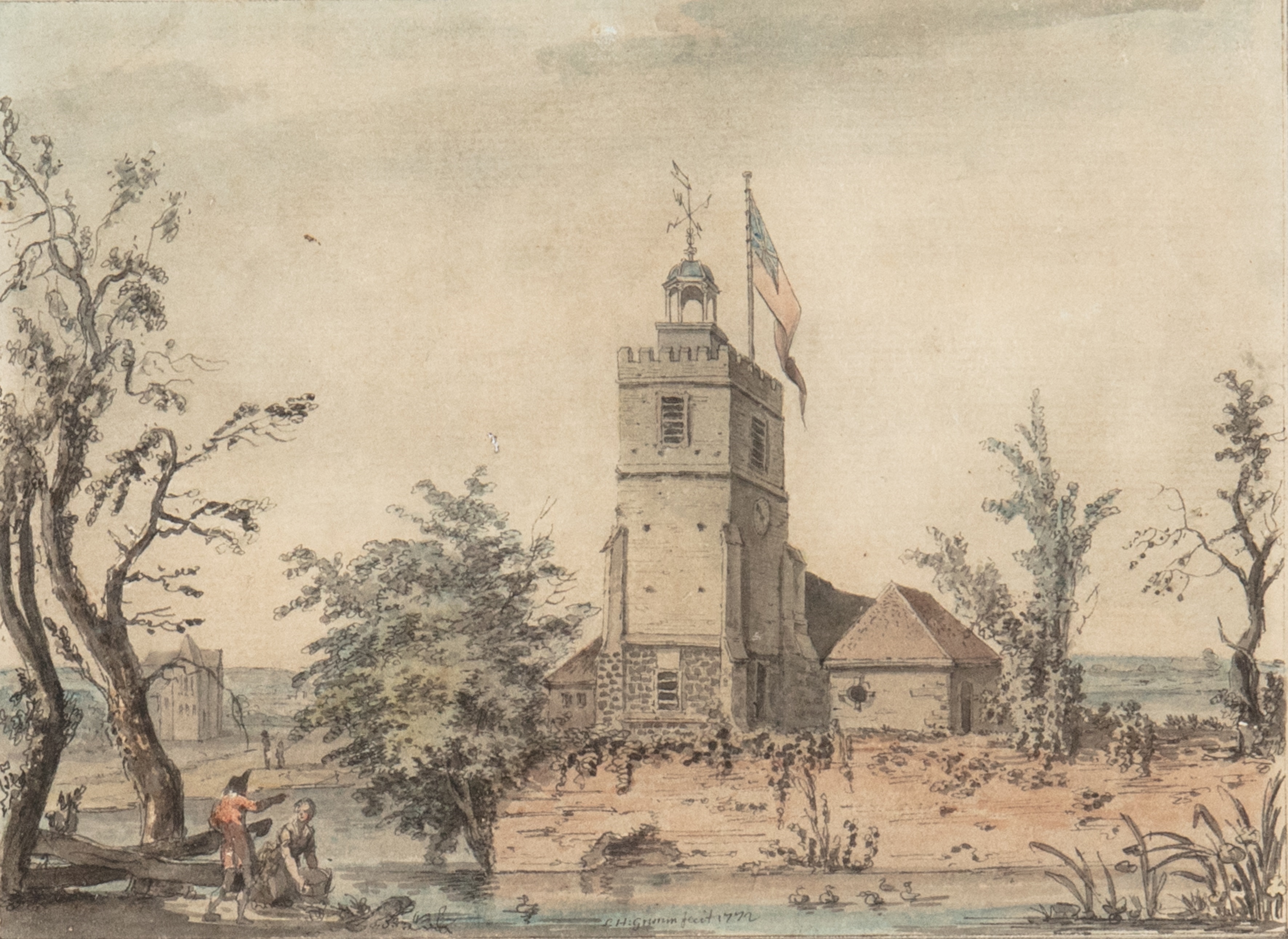 Samuel Hieronymous Grimm | MORTLAKE CHURCH (1772) | MutualArt