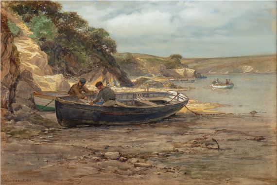 Arthur Wilde Parsons | PAINTING THE BOAT (1905) | MutualArt