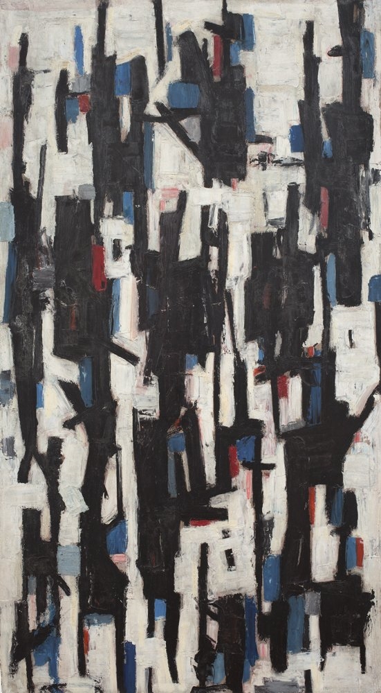 Leo Davy | BLUE AND RED ABSTRAACT | MutualArt