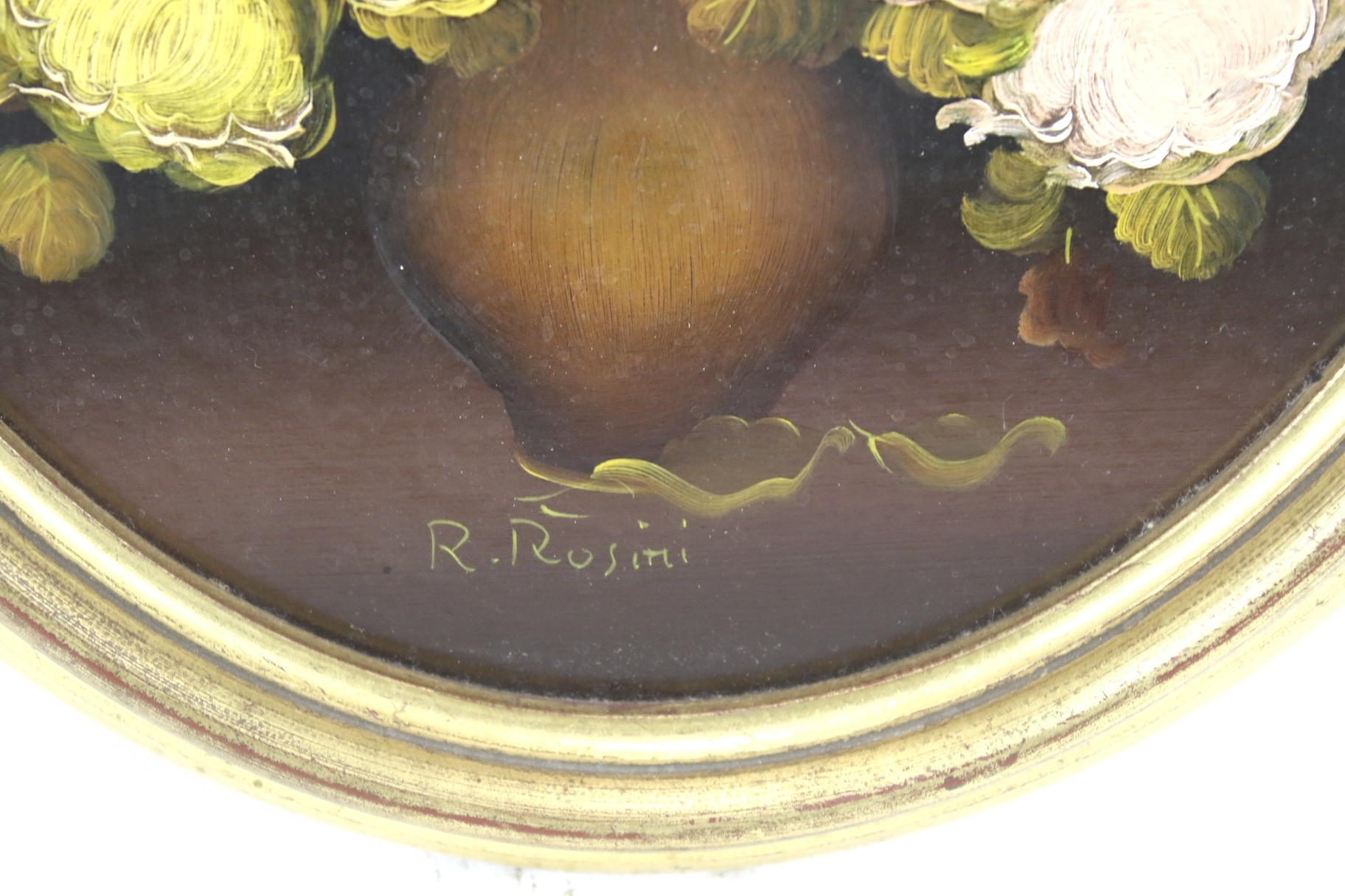 R. Rosini | floral still life in a gilt oval frame | MutualArt