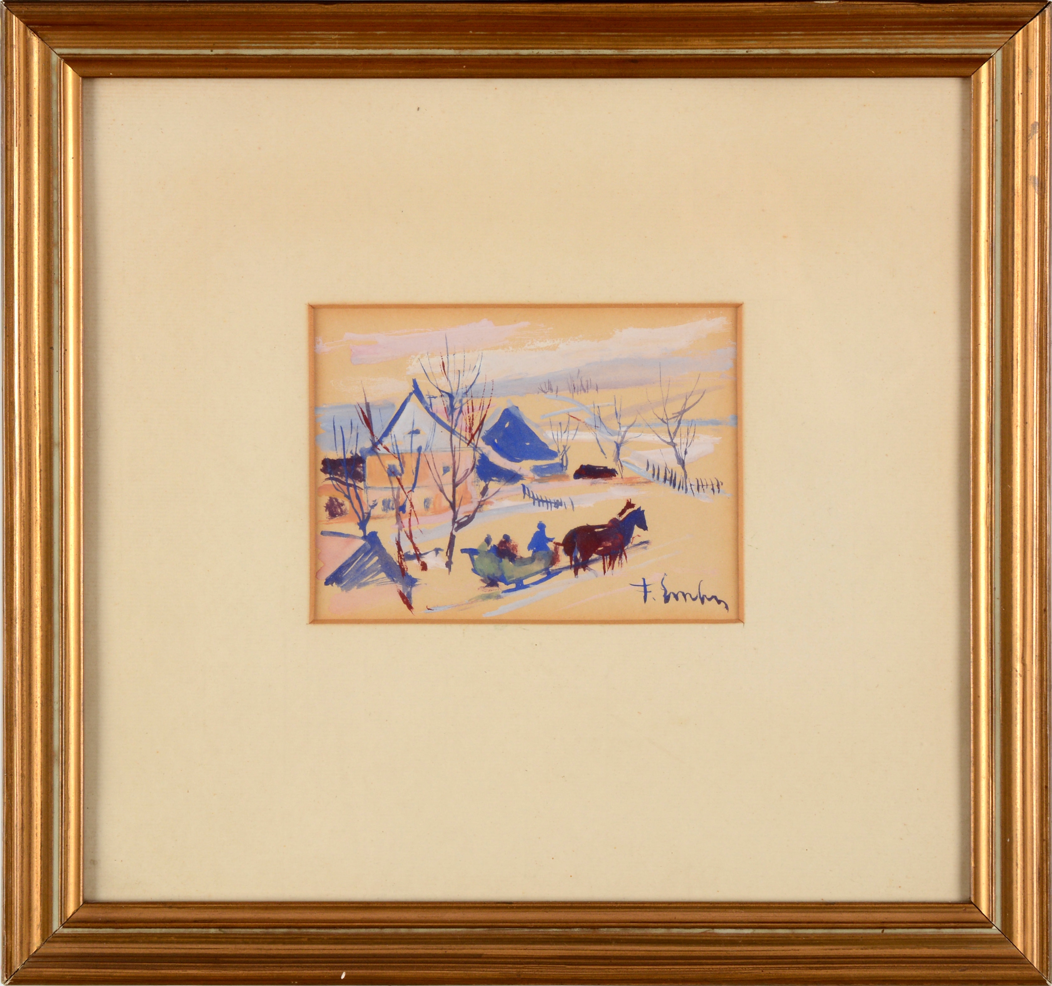 František Emler | WINTER LANDSCAPE WITH SLEDGE | MutualArt