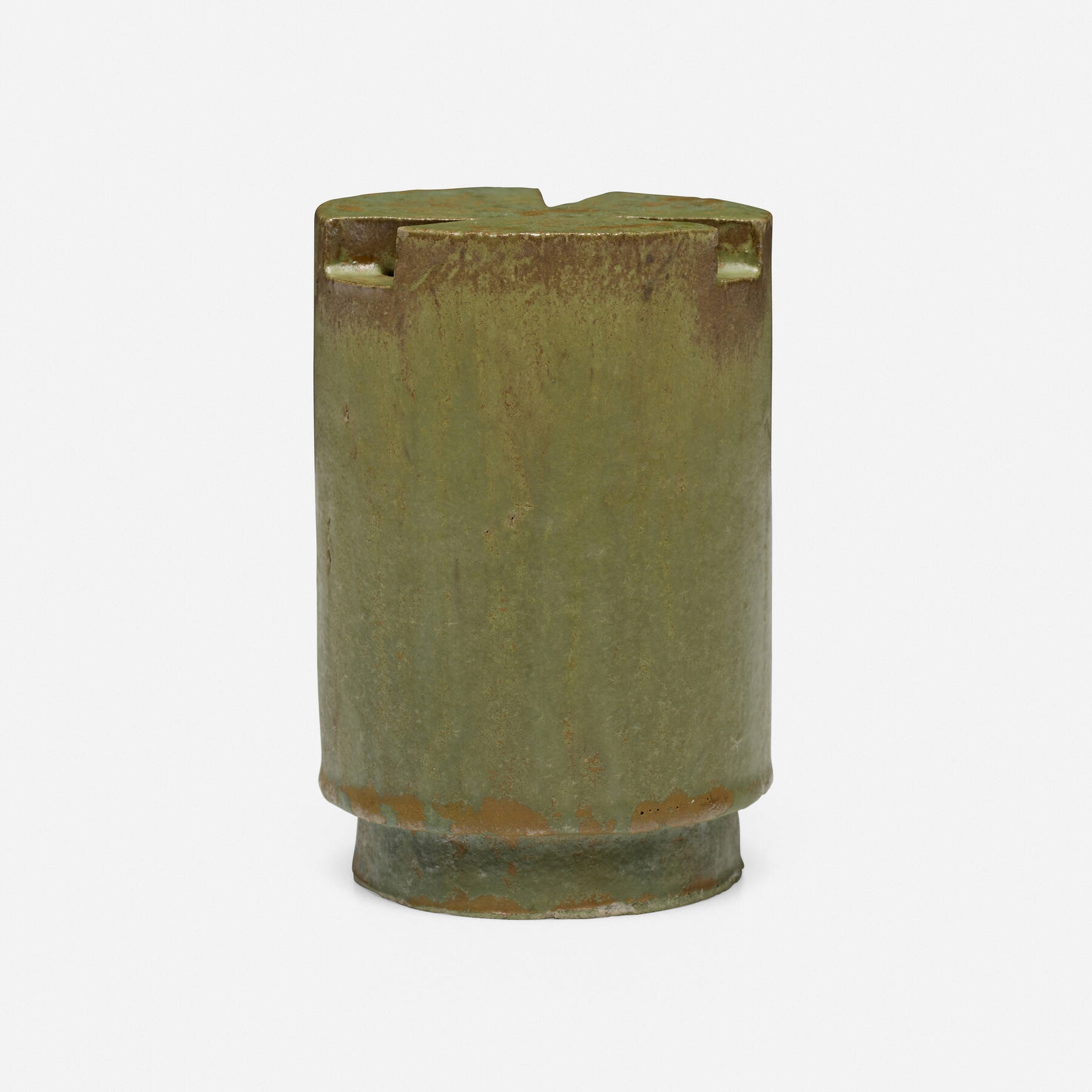Otto Natzler | Cylindrical form with three triangular openings (1981 ...