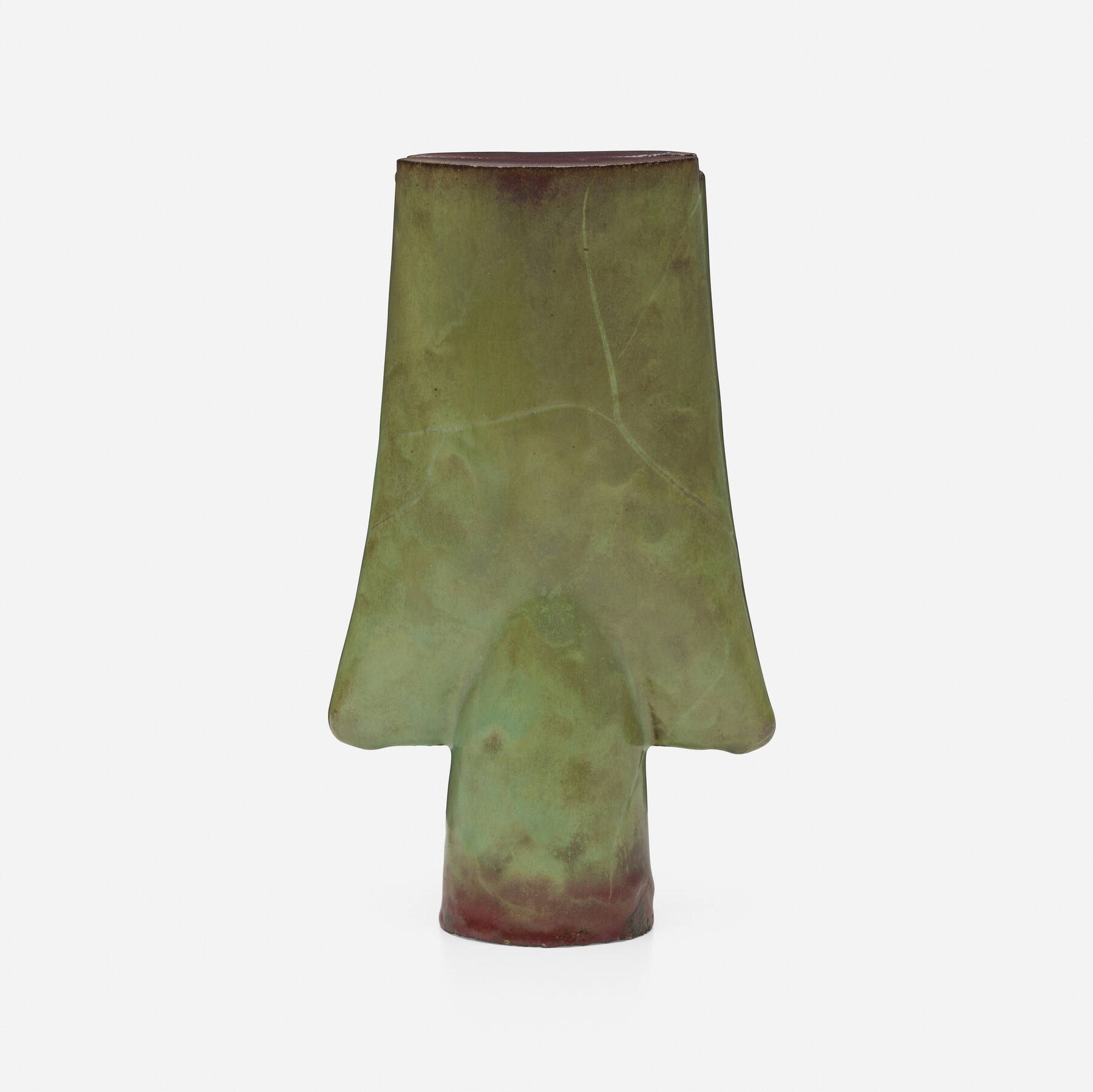 Otto Natzler | Closed beaker form with two triangular openings (1988 ...