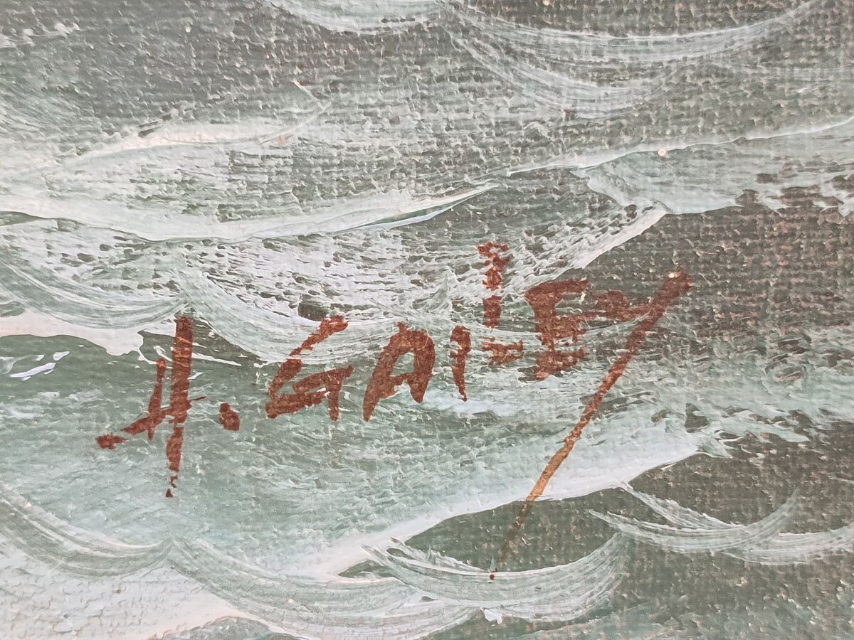 H. Gailey | MOUETTES SUR LA VAGUE SOUS UN COUCHER DE SOLEIL | MutualArt