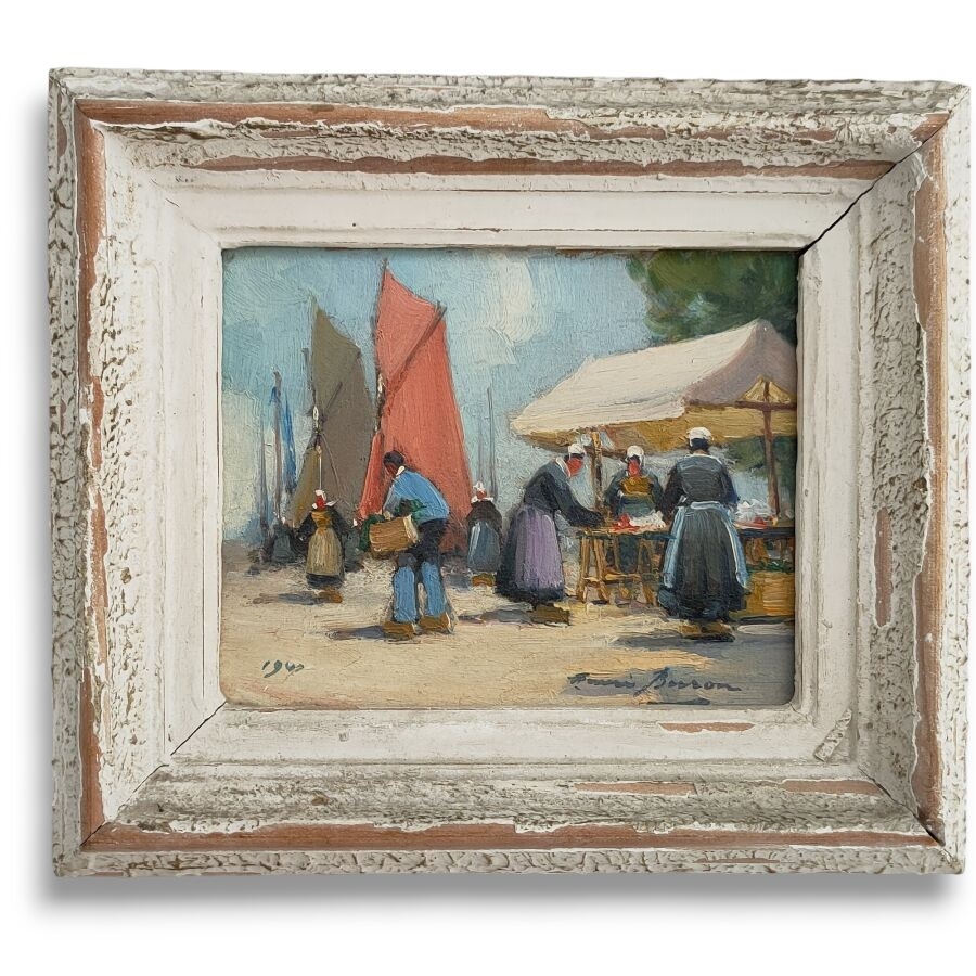 Henri Lucien-Joseph Buron | LE MARCHÉ AUX POISSONS DEVANT LES BATEAUX ...