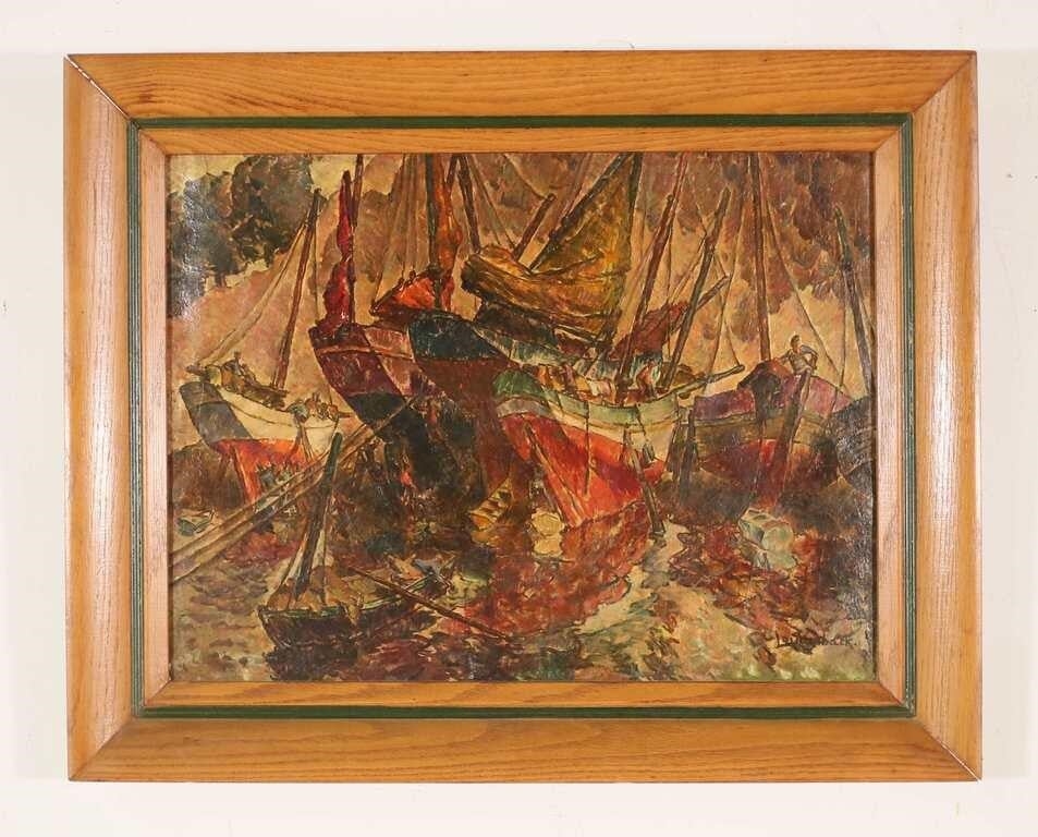 Walt Louderback | Harbor Scene | MutualArt