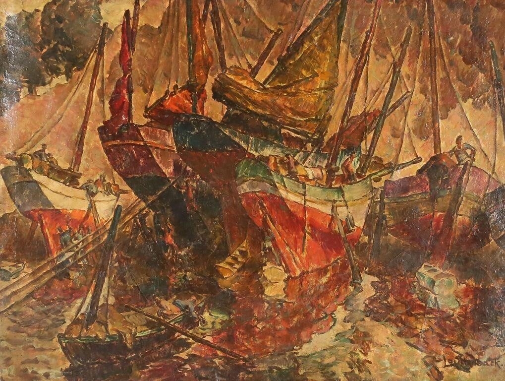 Walt Louderback | Harbor Scene | MutualArt