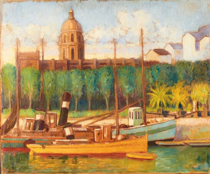 Robert Field Procter | River bank with steamboat | MutualArt