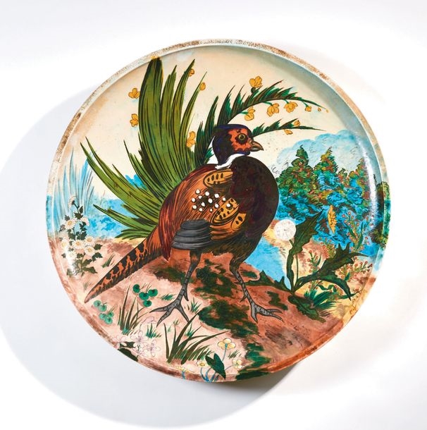 Joseph-Theodore Deck | CIRCULAR DISH WITH PHEASANT | MutualArt