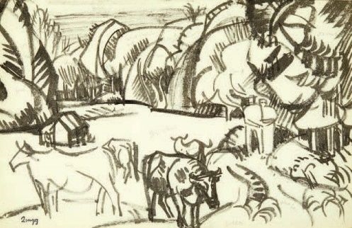 Jules Émile Zingg | Landscape with cows | MutualArt