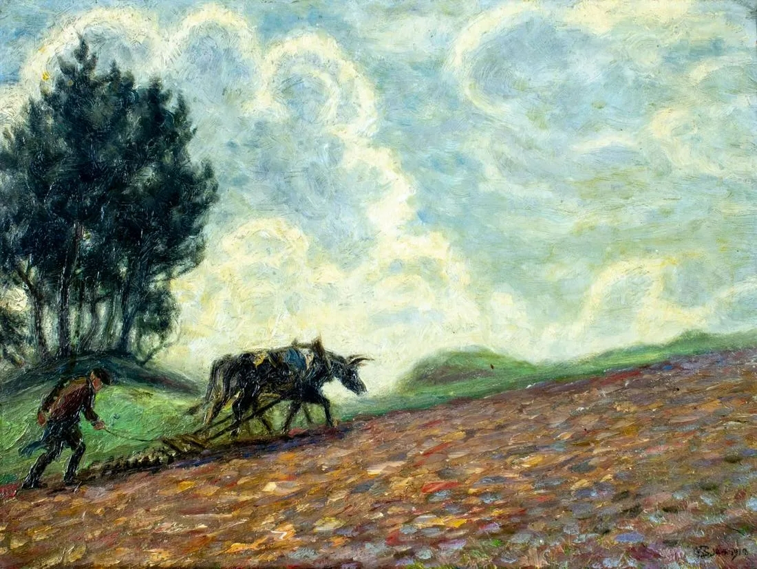 Walther Gasch | Man Plowing (1914) | MutualArt
