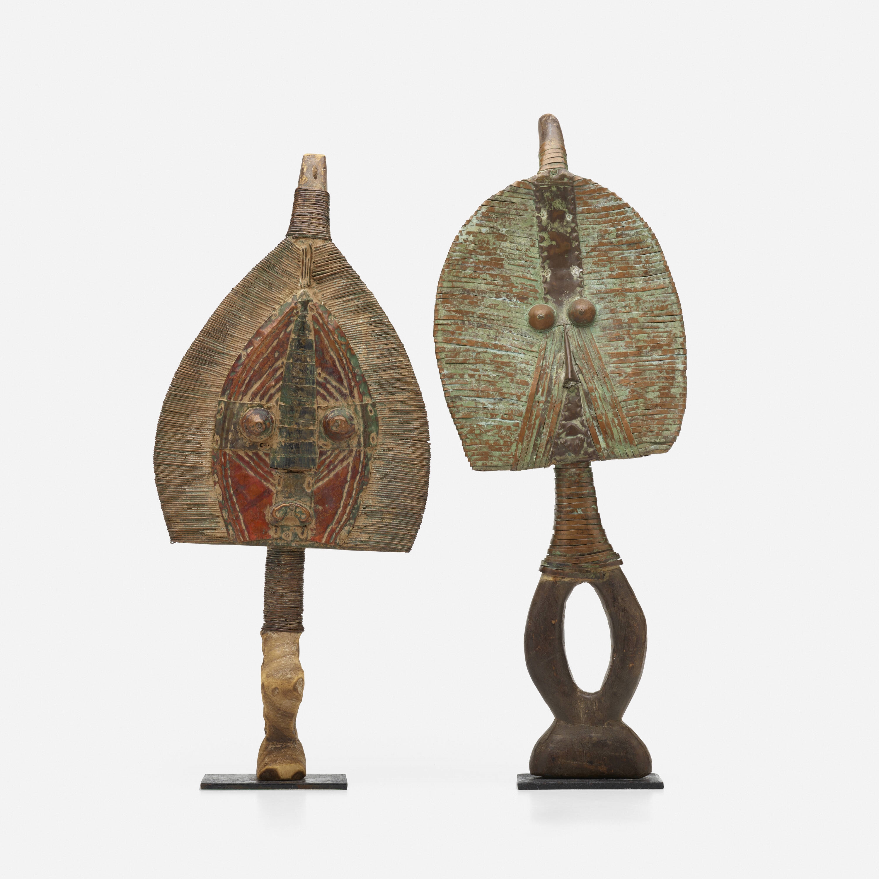 Gabonese School | Mahongwe Bwete reliquary figures, set of two | MutualArt