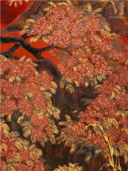 Pham Hau | Rare et important paravent en laque | MutualArt