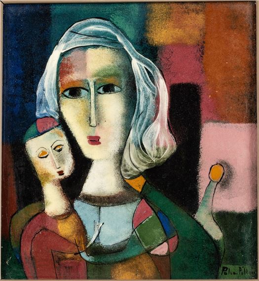 Polia Pillin | Glazed Ceramic Plaque of Mother and Child (1927) | MutualArt