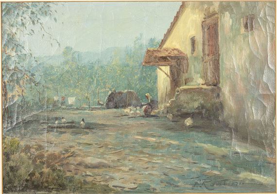 Ferruccio Rontini | Cottage with Animals and Figure | MutualArt