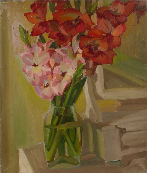Harry Barr | Still life – gladioli in a glass vase | MutualArt