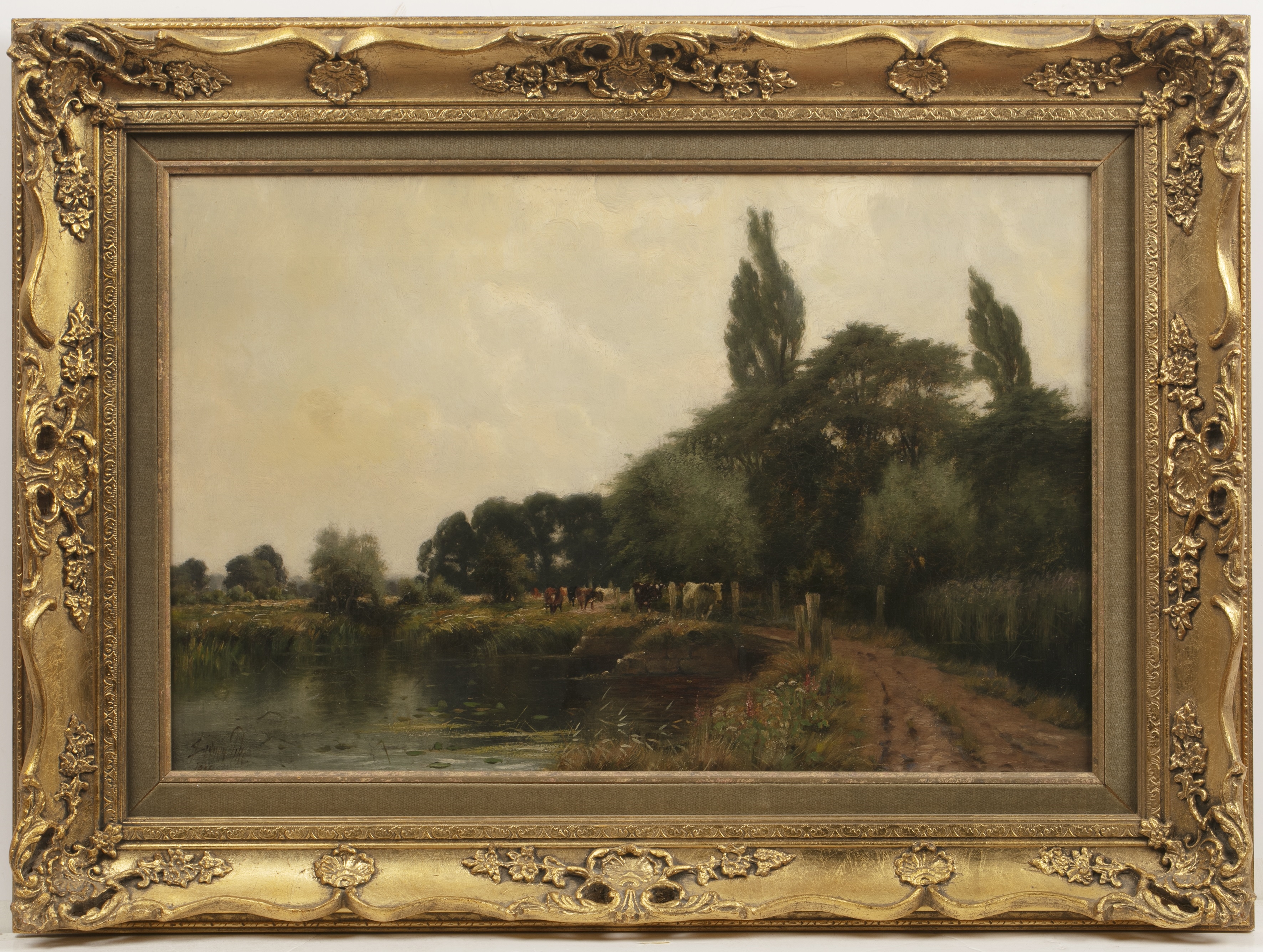 Sidney Pike | Cattle on the riverbank | MutualArt