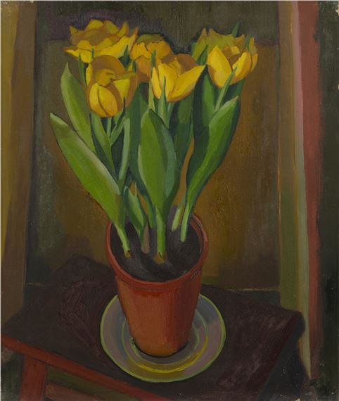 Harry Barr | Still life – yellow tulips in a terracotta pot | MutualArt