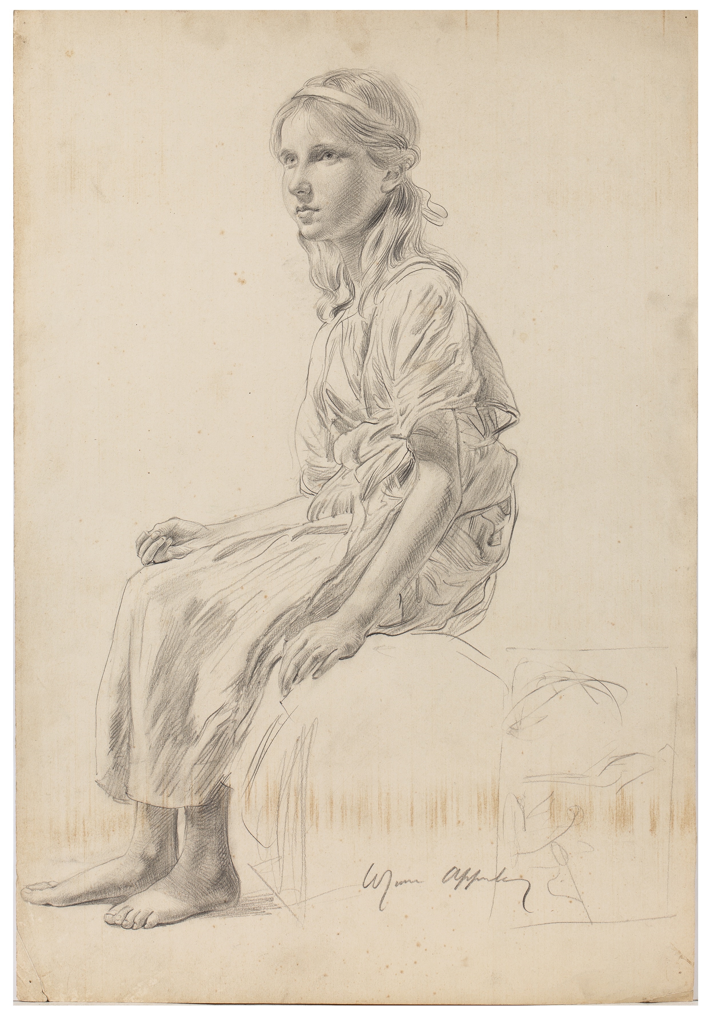 George Owen Wynne Apperley | A young girl seated | MutualArt