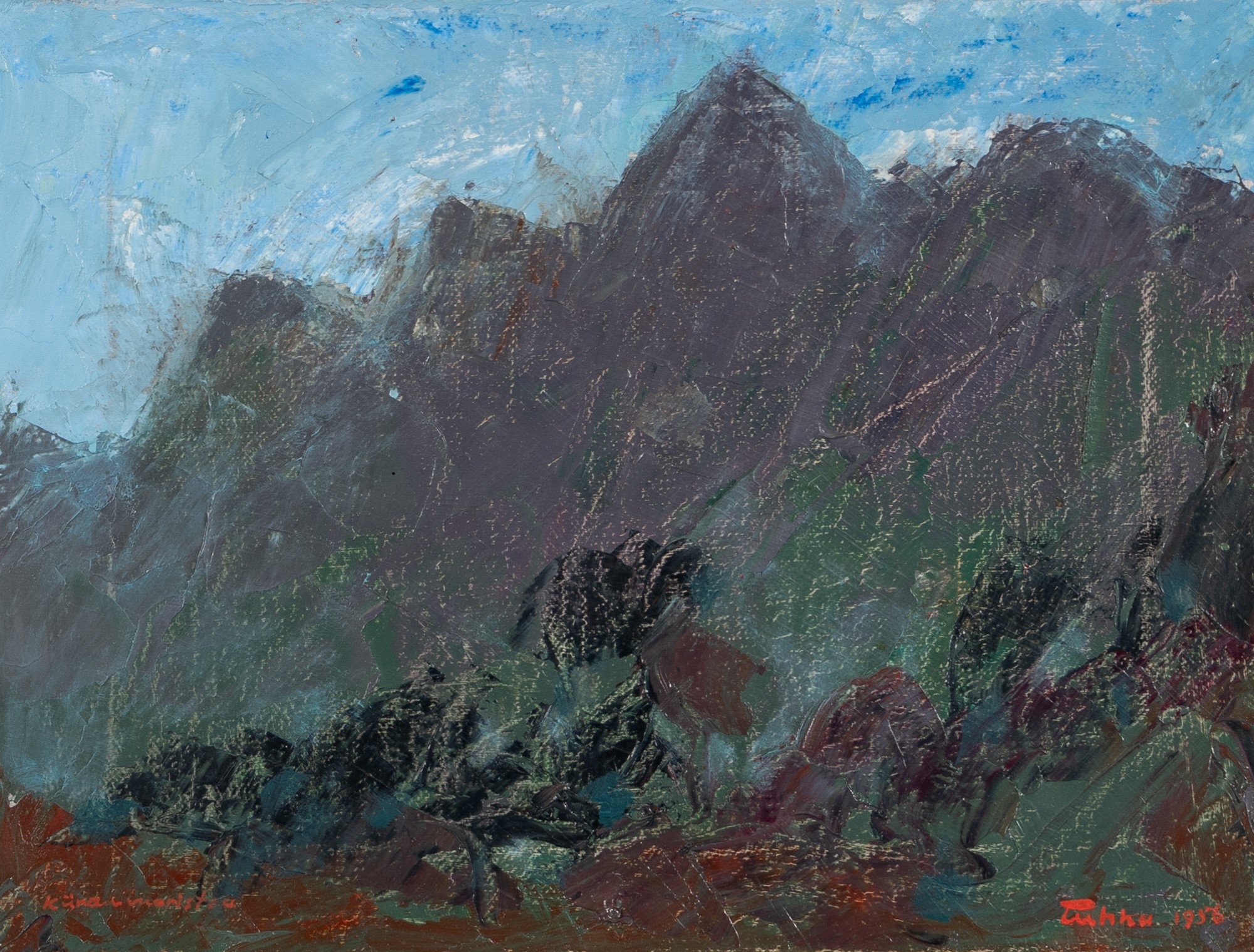 Aukusti Tuhka | Mountain landscape (1956) | MutualArt