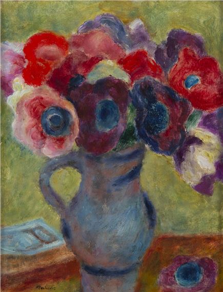Józef Pankiewicz | Anemones in a blue jug | MutualArt