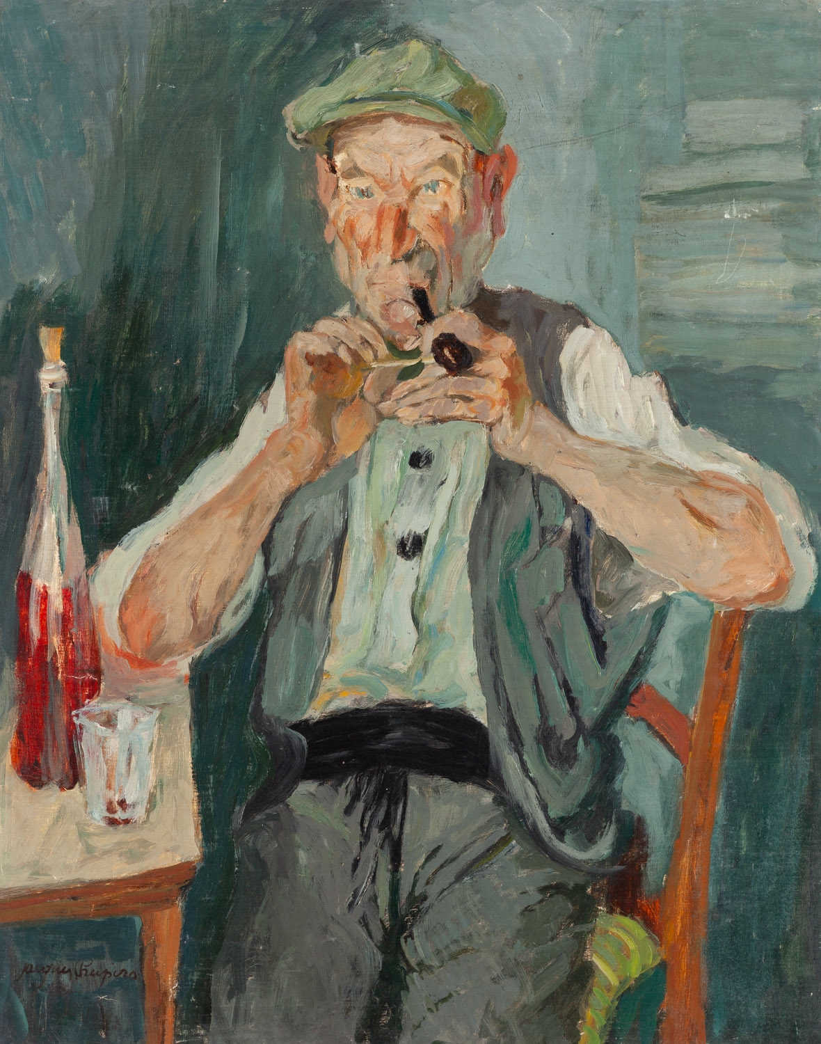 Jacques Chapiro | Portrait of a man with pipe | MutualArt