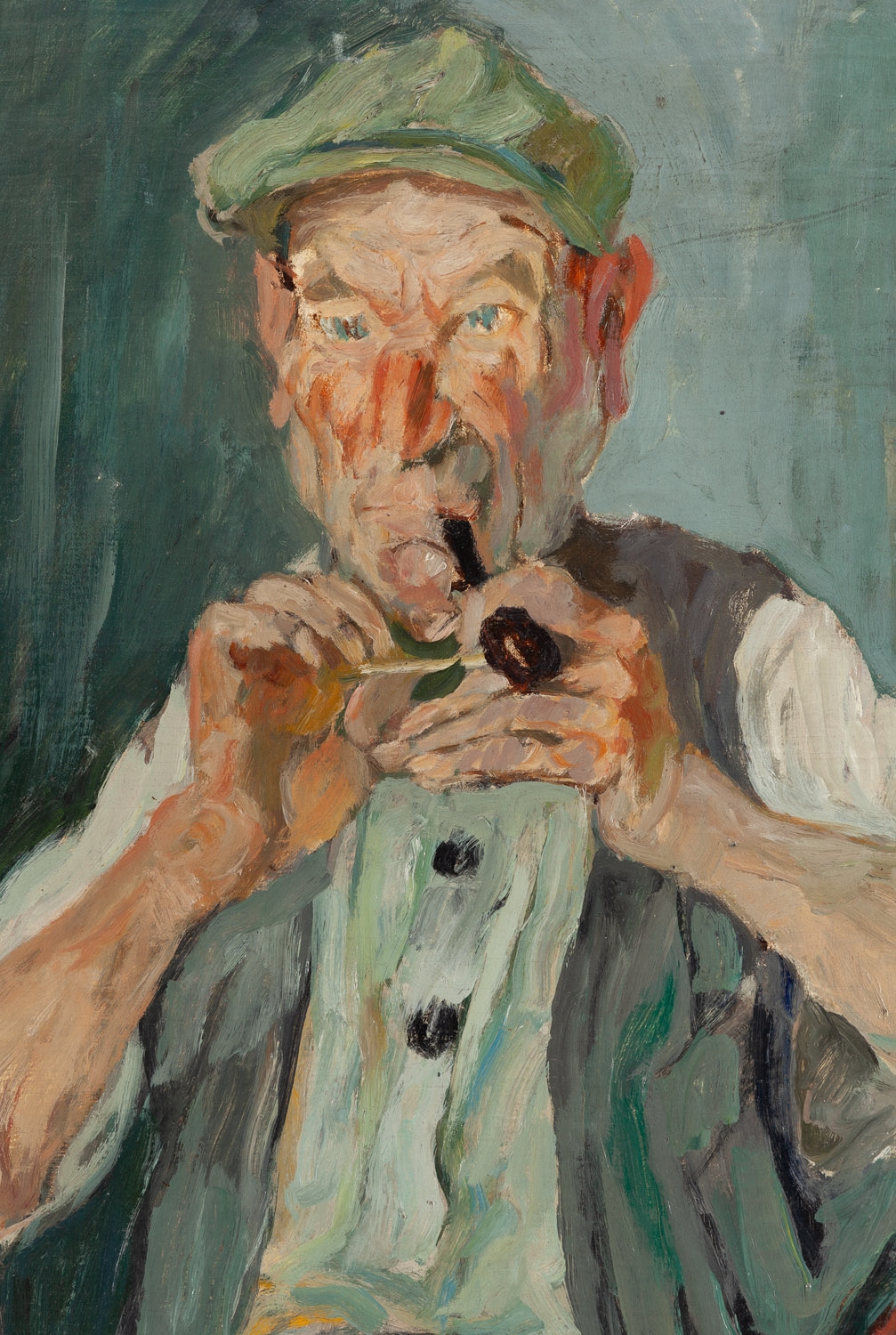 Jacques Chapiro | Portrait of a man with pipe | MutualArt
