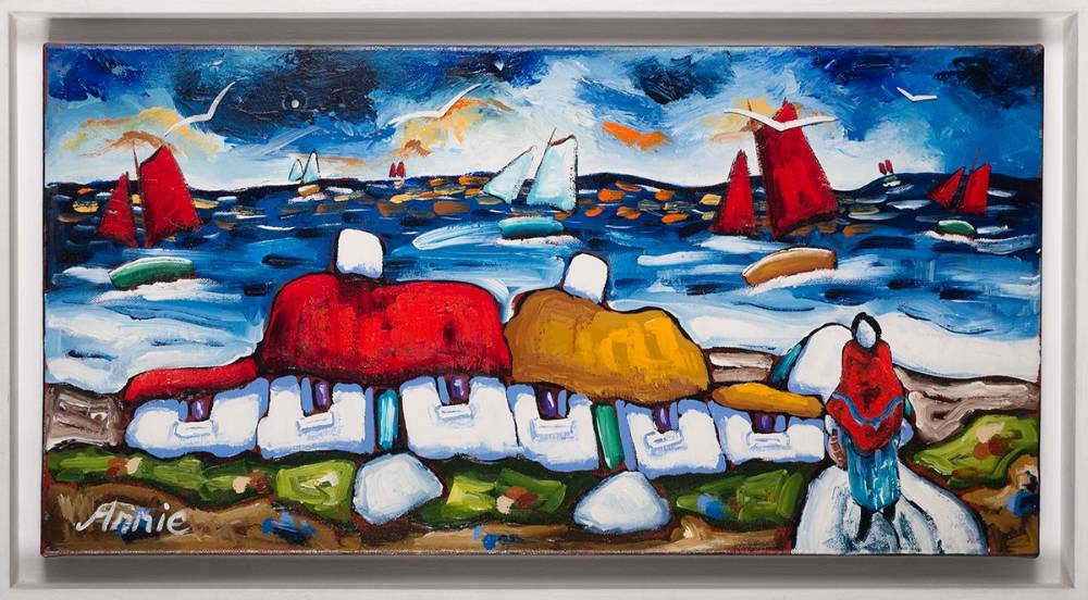 Ann Robinson | FIGURE WITH COTTAGES AND SAILBOATS | MutualArt
