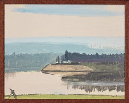 Vera Frisén | Landskap med spegelblank sjö | MutualArt