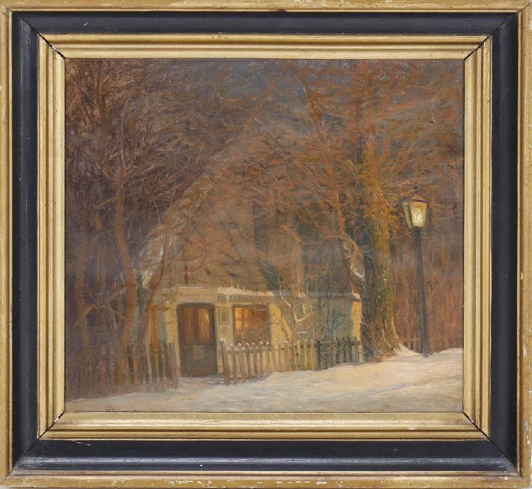 Karl Harald Alfred Broge | Udenfor et oplyst hus en vinteraften (1911 ...