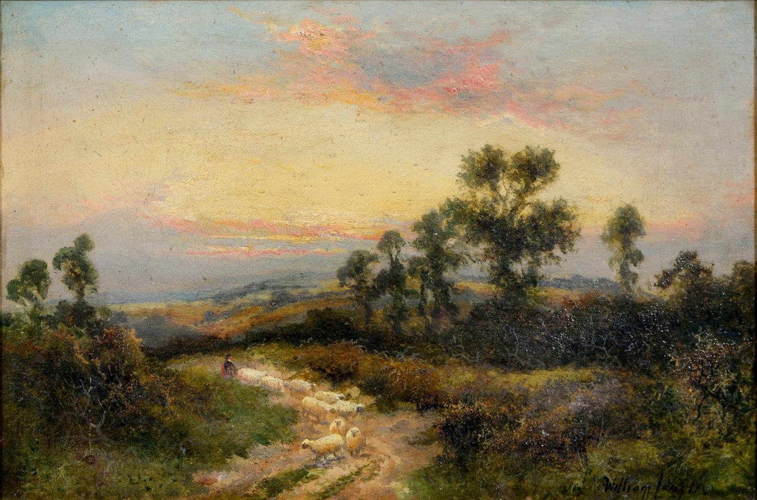 William Langley | The Sheep Drove at Sunset | MutualArt