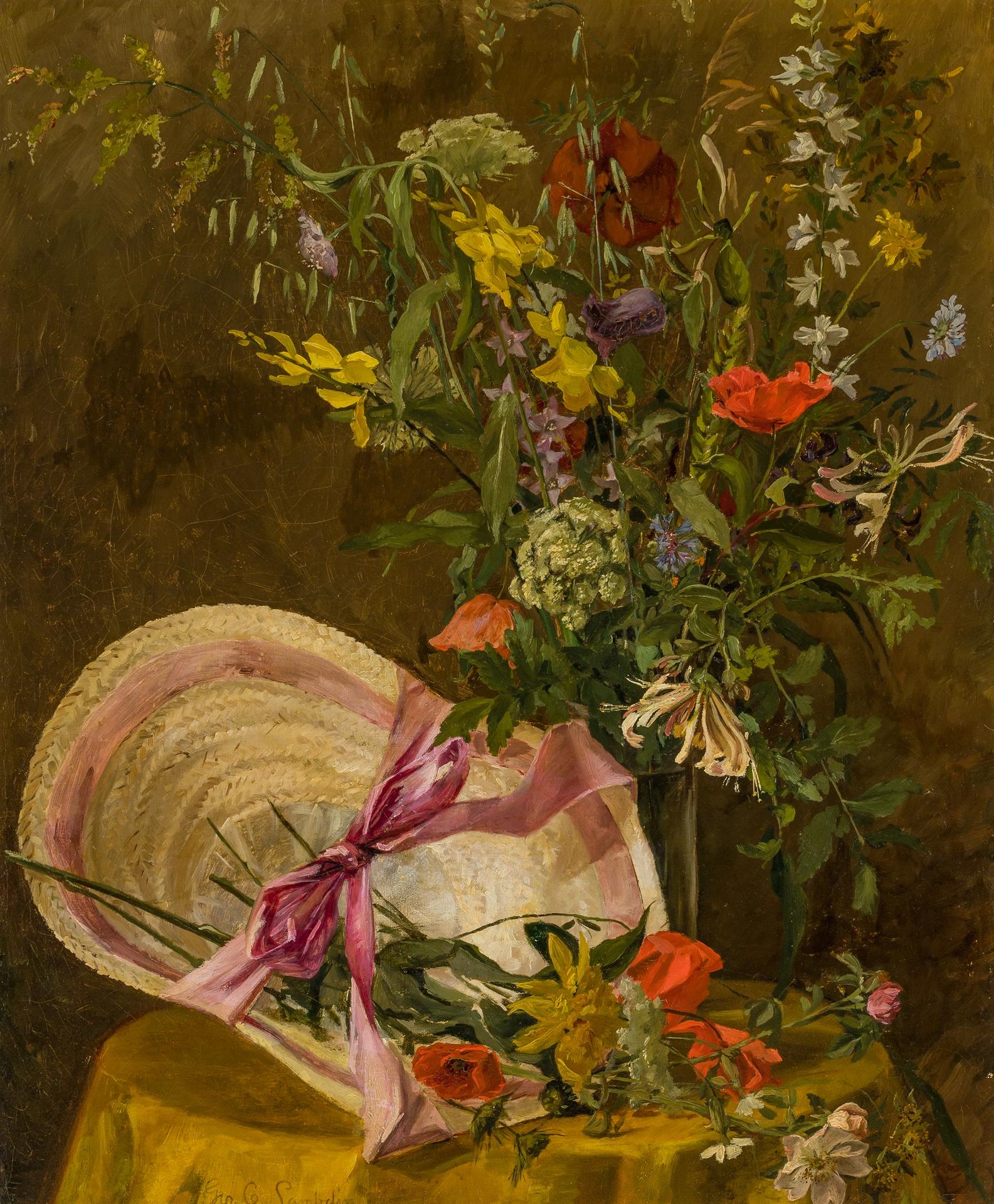 George Cochran Lambdin | Still Life with Straw Hat | MutualArt