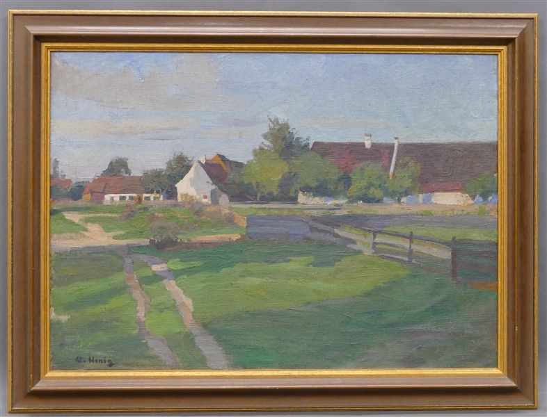 Carl Hennig | Bauerngehöft mit Koppeln und Wiese | MutualArt