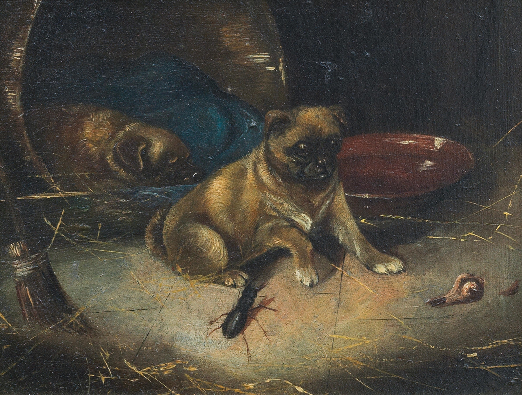 Horatio Henry Couldery | A Pug Startled by a Stag Beetle | MutualArt