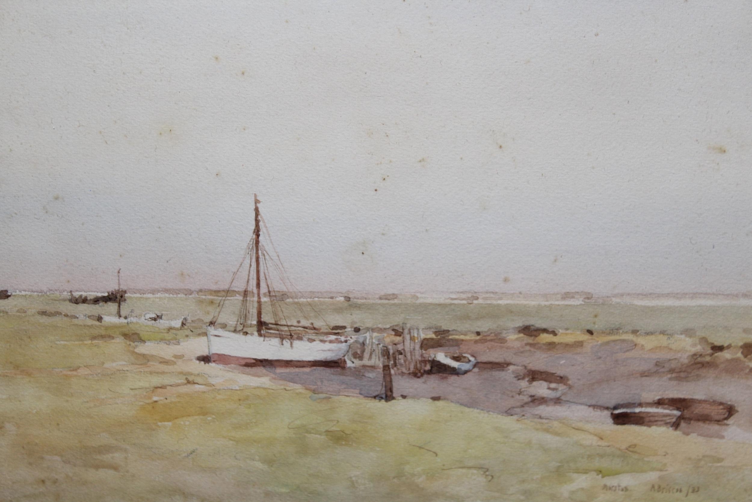 Arthur Briscoe | Coastal scene with beached fishing boats | MutualArt