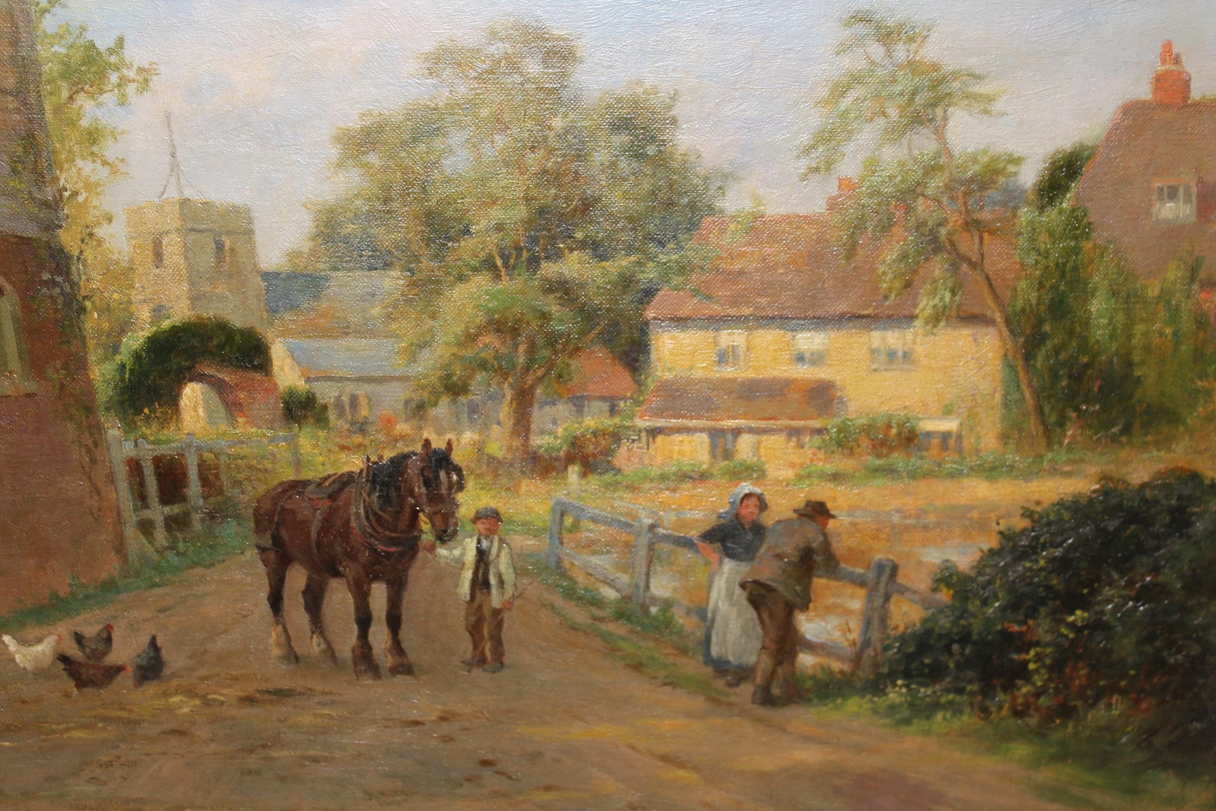 Claude Cardon | Farm Scene with Geese, Chickens and Cattle | MutualArt