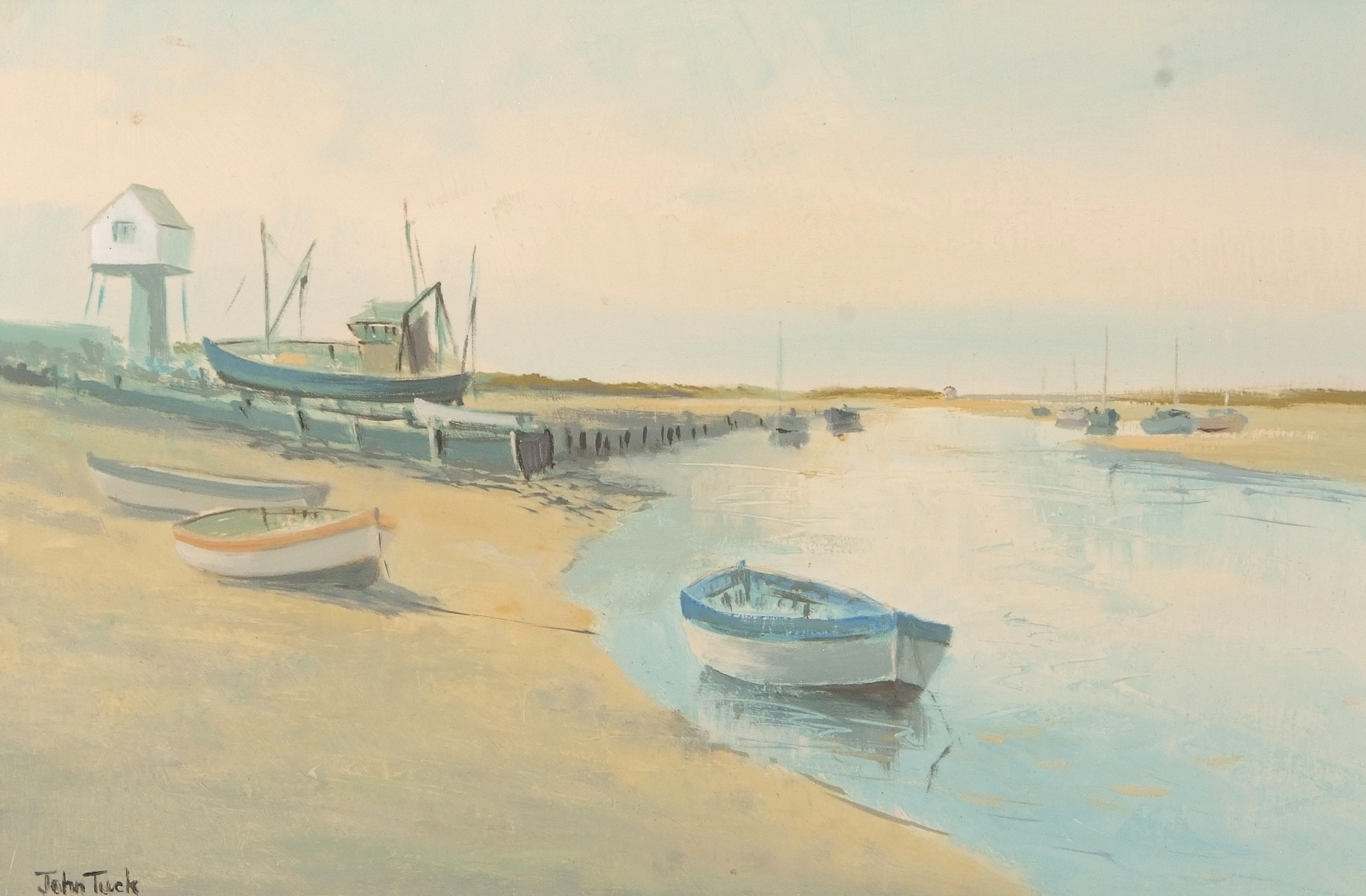 John Tuck | Moored boats in North Norfolk estuary | MutualArt