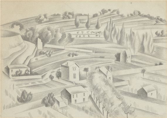 Edward Wadsworth | Landscape in Provence (1922) | MutualArt