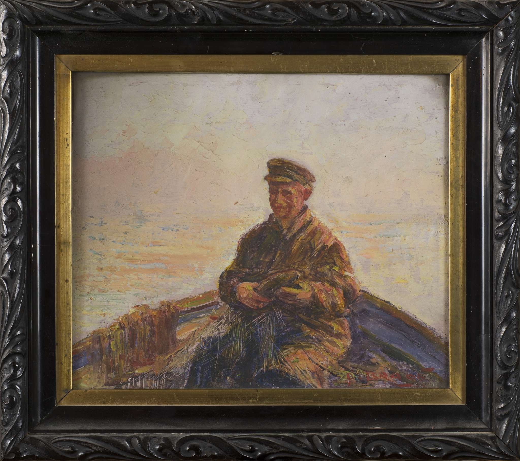 Anton de Brade | RYBAK WYCIĄGAJĄCY RYBĘ Z SIECI | MutualArt