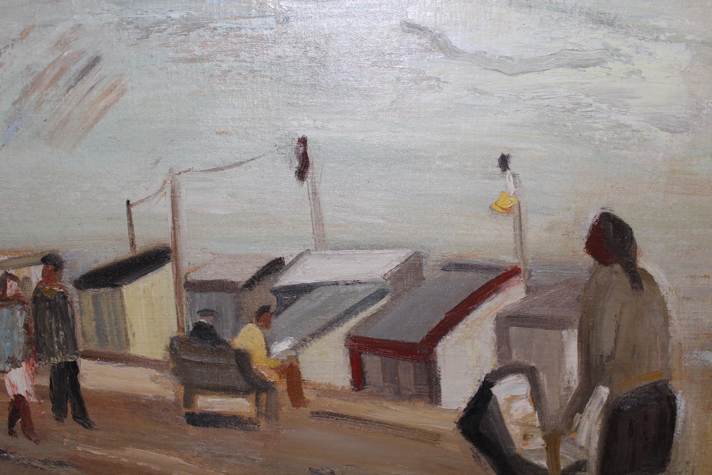 René de Coninck | Figures on a promenade by beach huts | MutualArt