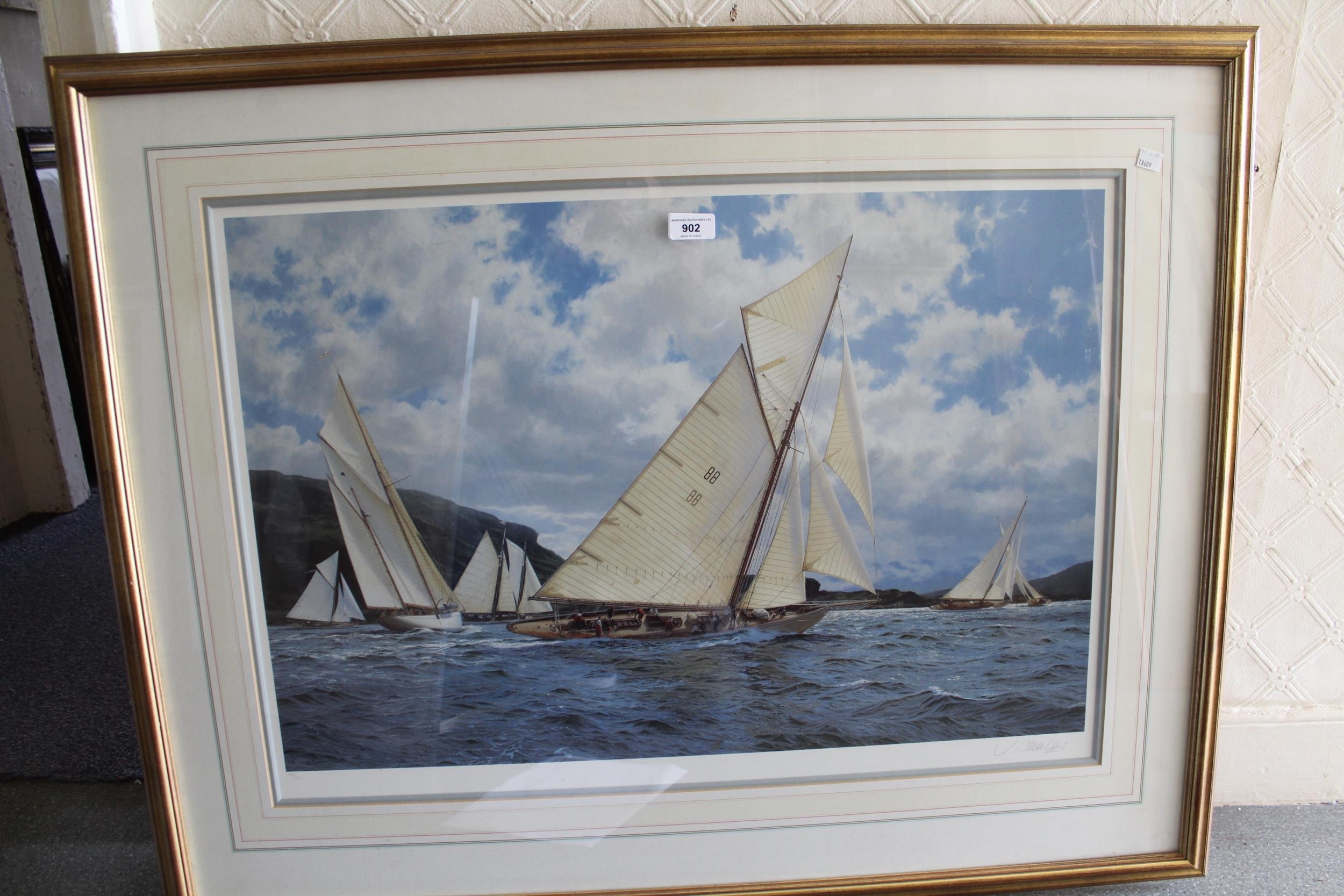 Stephen Dews | J-Class yachts racing off a coastline | MutualArt