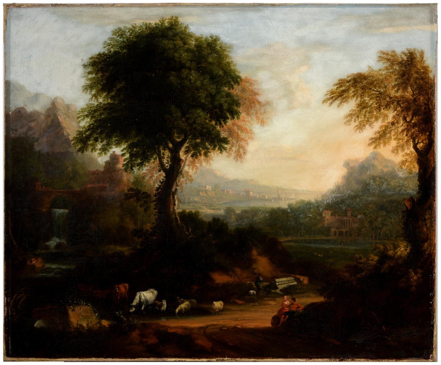 Jan Wyck | Peasants and their Animals in a Classical Landscape | MutualArt