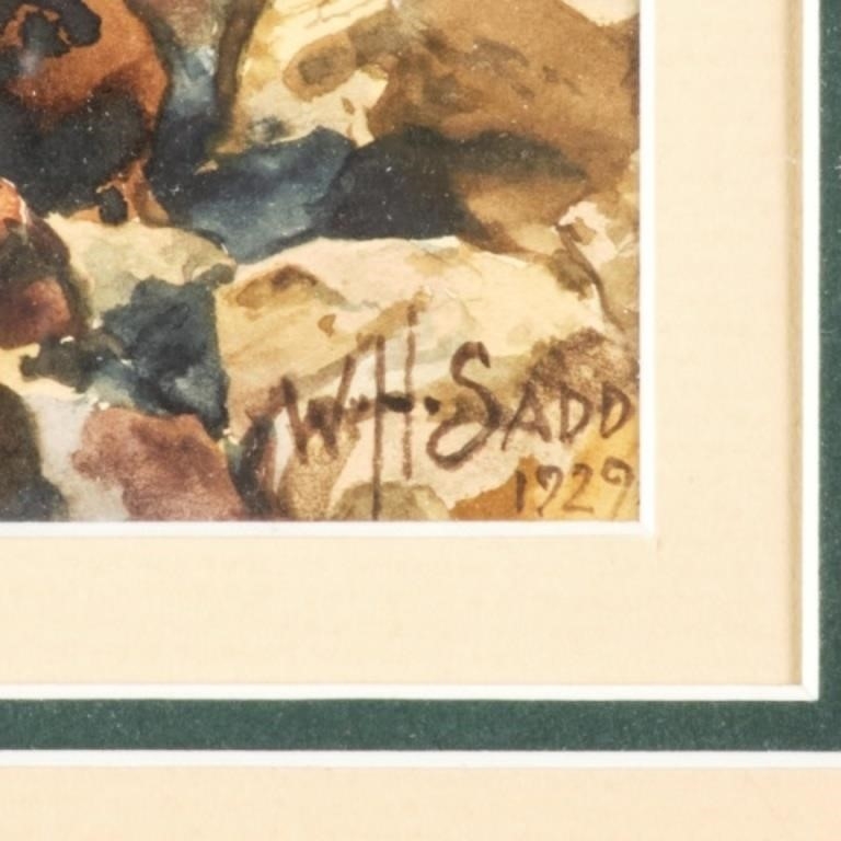 William Harvey Sadd | Mountain landscape with a stream running into a ...