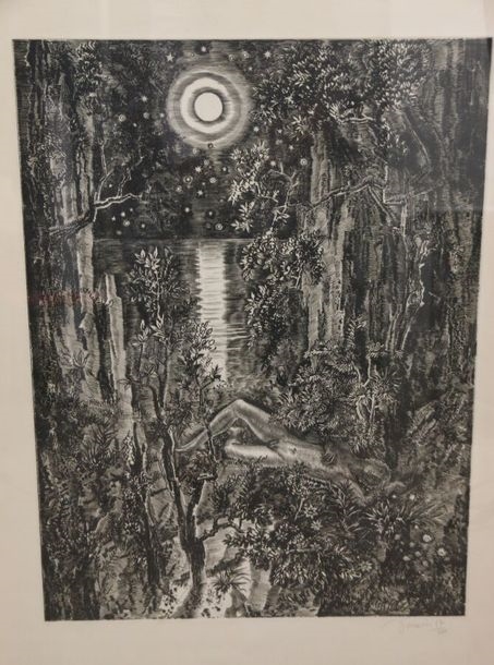 Albert Decaris | Nude sleeping in nature in an undergrowth | MutualArt