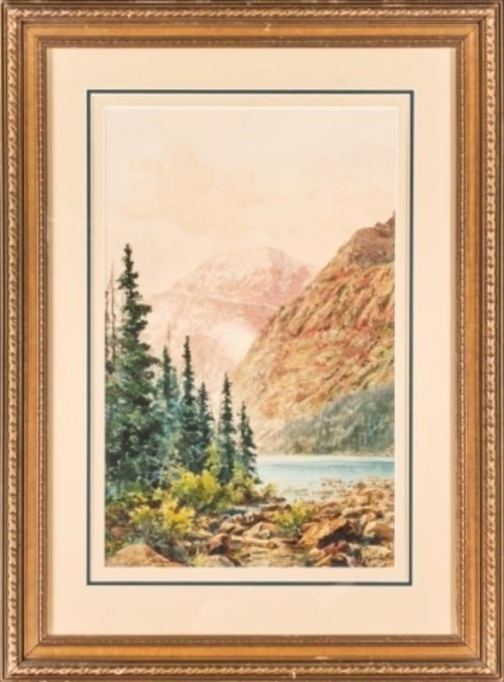 William Harvey Sadd | Mountain landscape with a stream running into a ...