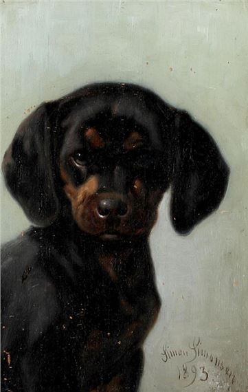 Simon Simonsen | A dachshund (1893) | MutualArt