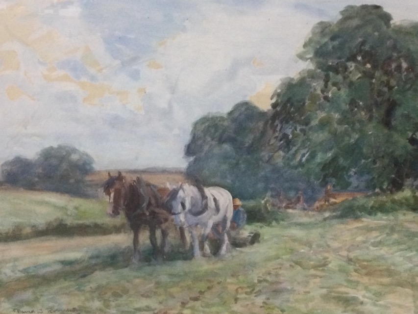 David J. Robertson | pair of horses in field with figure on plough ...