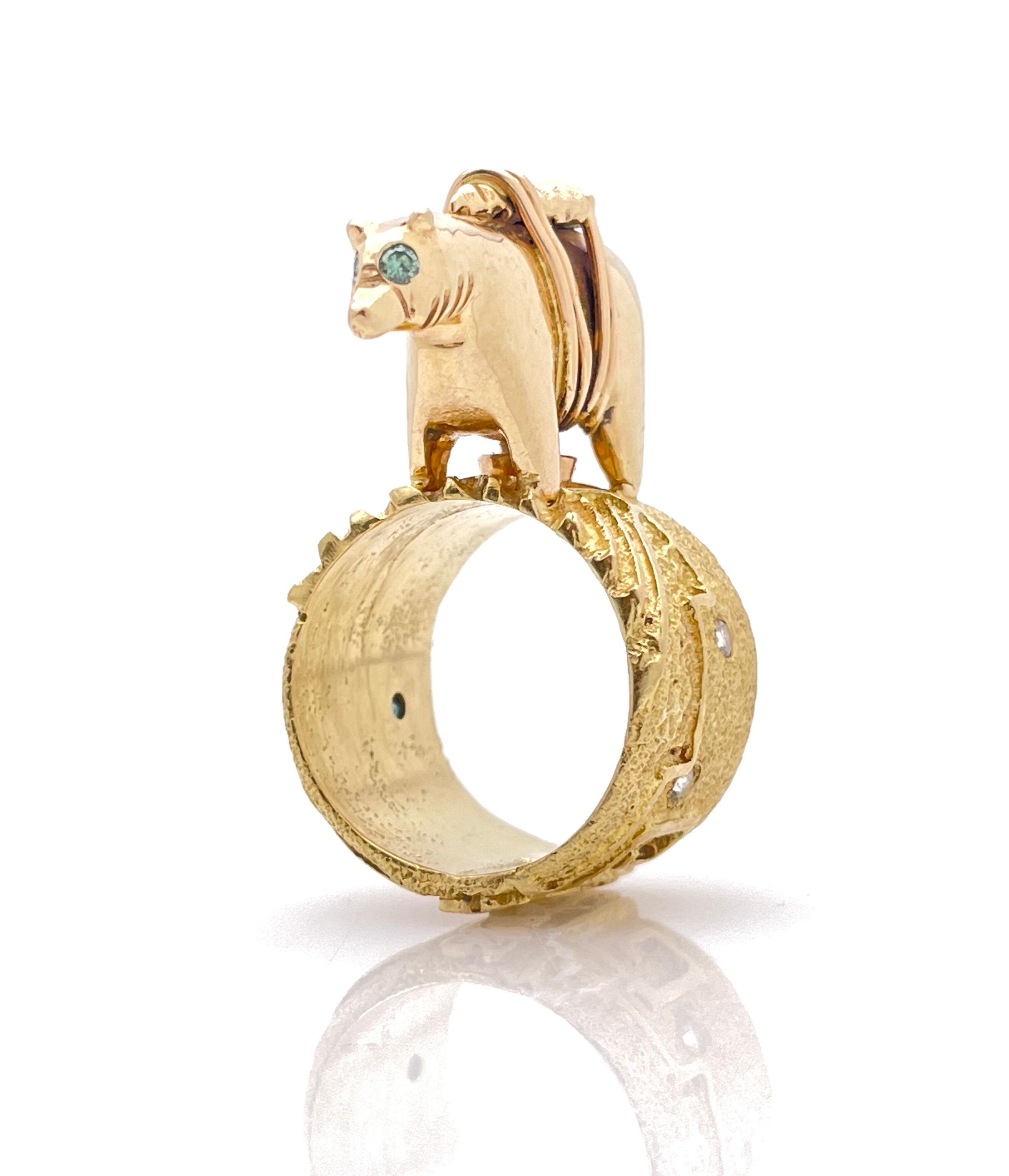 Jesse Lee Monongye | Jesse Monongya Navajo 18K Yellow Gold Diamond Bear ...